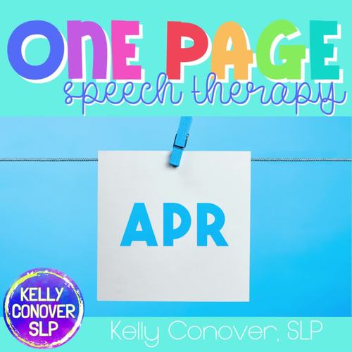 Middle School and High School One Page Speech Therapy Activities for April