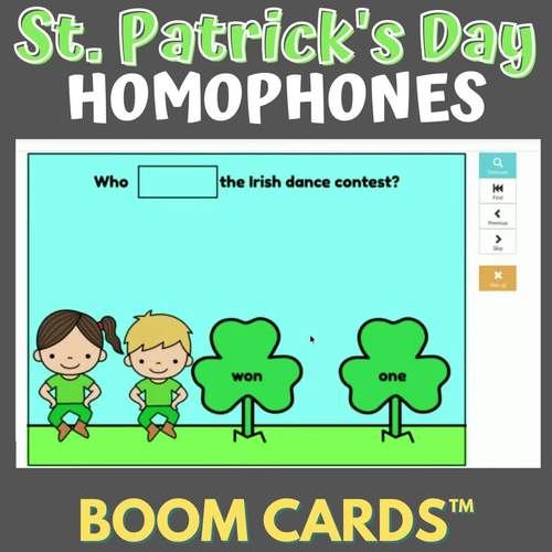 St. Patrick's Day Boom Cards™ Homophones Practice | TPT
