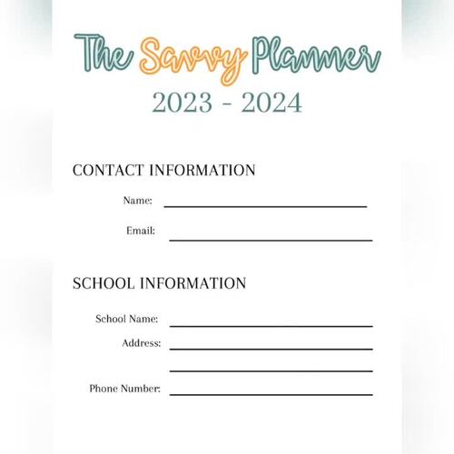The Savvy Planner (23-24): Colorful Editable 1 Subject (Digital ...