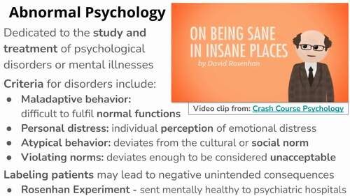 AP Psychology - Lecture Notes - Intro to Psychological Disorders (Unit ...