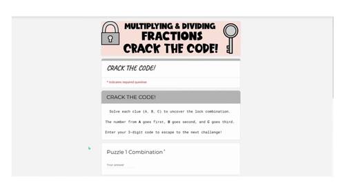 6th Grade Multiplying and Dividing Fractions - Digital Escape Room ...