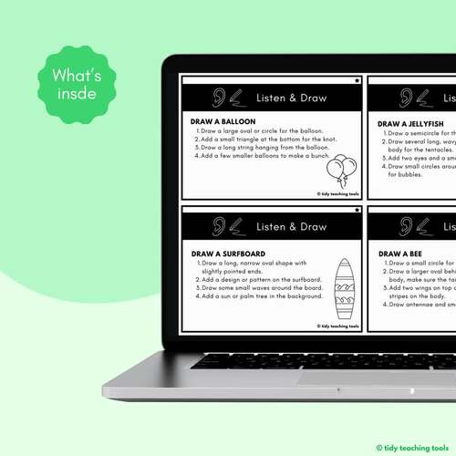 Listen + Draw | Level 1 by tidy teaching tools | TPT