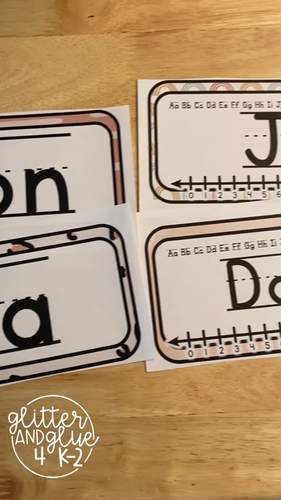 Boho Name Plates for Student Desks - Number Line, Hundreds Chart, Letters
