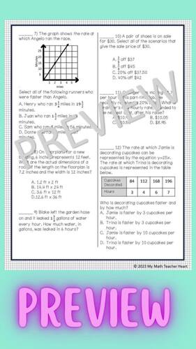 Grade 7 Math | NC Check In Review A | Test Prep by My Math Teacher Heart