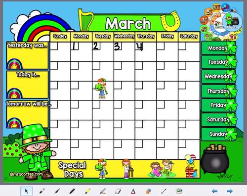 Morning Calendar For MIMIO Board - March (St. Patrick's Day) by mrscortes