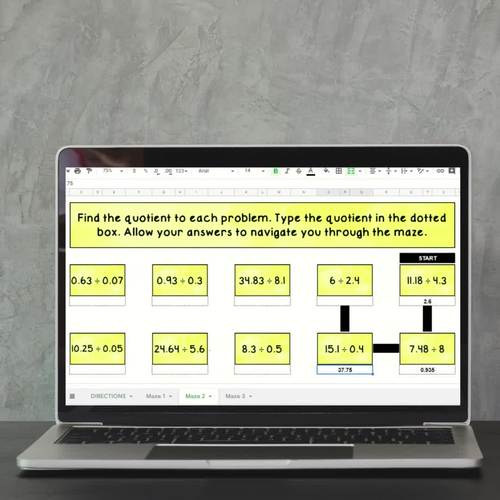 Digital Self Correcting Maze Activity: Dividing Decimals | TPT
