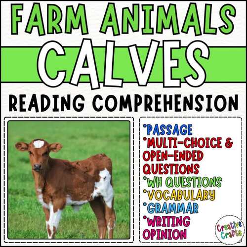 Farm Animals Calf Reading Comprehension Passage and Questions 3rd Grade