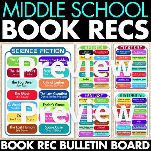 Book Recommendation Posters | Middle School Library Reading Corner Book ...