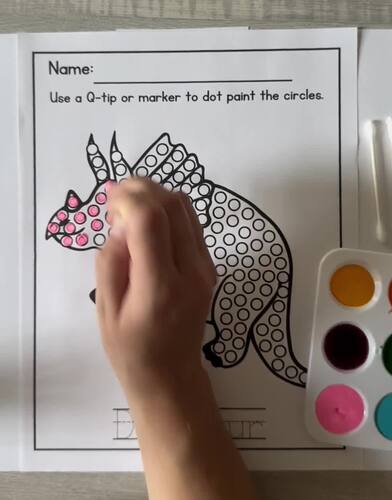 Dinosaur Q-Tip Dot Art Painting - Fine Motor Activity - Back To School ...