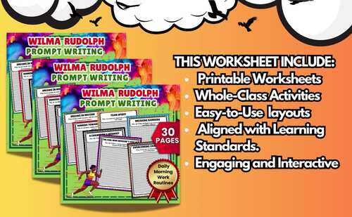 Wilma Rudolph Prompt Writing Activities Morning Work 4th,5th,6th,7th ...