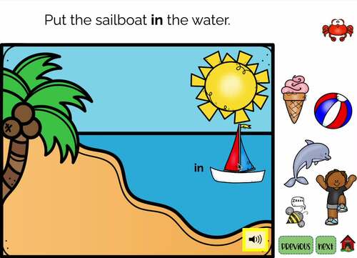 Beach Day Spatial Concepts: In, Out by Jennie's Speech Room | TPT