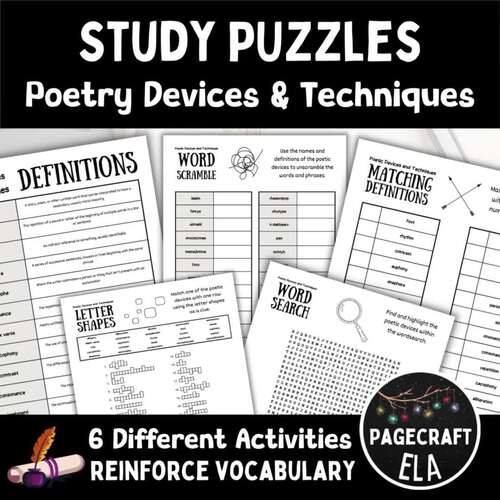 Poetry Device or Technique Puzzle Activities for Terminology and ...