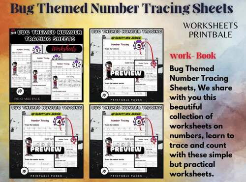 Bug Themed Number Tracing Sheets by English For Kids ABC | TPT