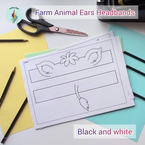 Farm Animal Ears Headband Craft & Coloring Pages for Christmas Nativity ...