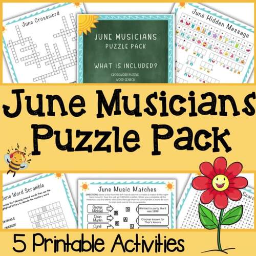 June Composer of the Month Music Puzzle Bundle, Middle School Code Breaker