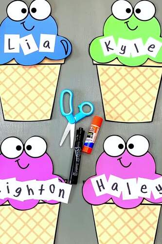 Summer Ice Cream Name Writing Craft by Create 25 Printables | TPT