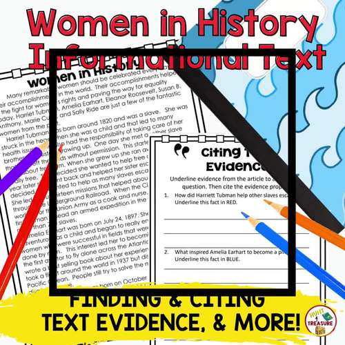 Citing and Finding Text Evidence | Women in History Reading Passage