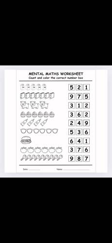 Grade 1 Mental Maths: Count & Color the Correct Number Box | TPT