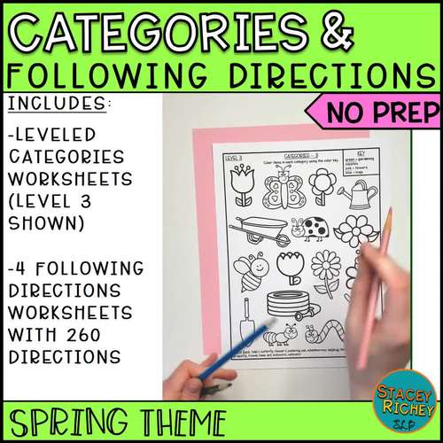 Spring Categories Speech Therapy Activities No Prep Worksheets | TPT