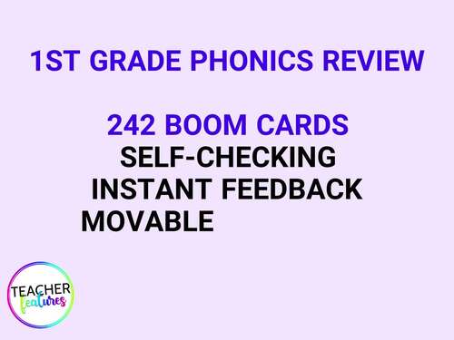 1st Grade Phonics SUMMER REVIEW End of Year Activities BOOM CARDS