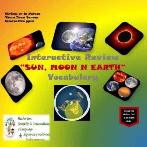 Science Sun, Moon & Earth Vocabulary Review Activity | TPT