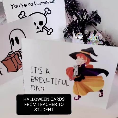 EDITABLE Halloween Cards (from Teacher to Students) for TREAT bags ...