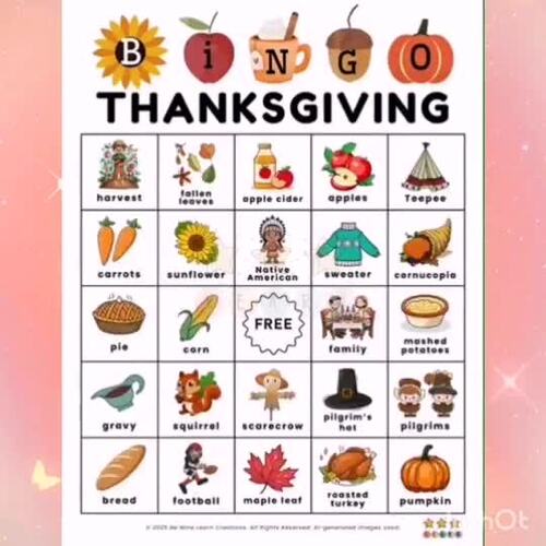 Thanksgiving Bingo Game | Rhyming Riddle Bingo | Literacy Activity ...