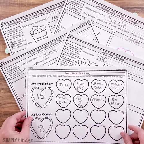 Conversation Hearts Science - Valentine's Day STEM by Simply Kinder