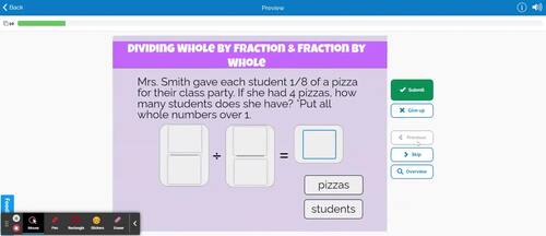 5th Grade - Dividing Fractions & Whole Numbers Word Problems Boom Card ...