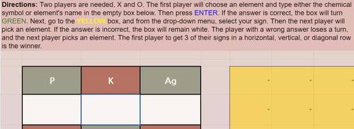 Elements Symbols Tic Tac Toe Game by Abaco Education Zone | TPT