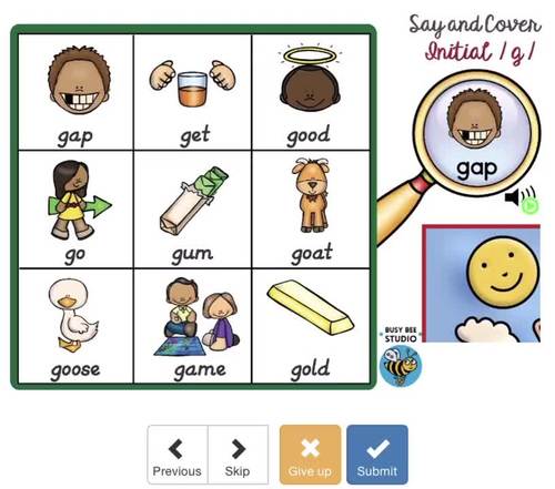 Initial /G/ & /K/ Articulation Boom Cards Games for Speech Therapy