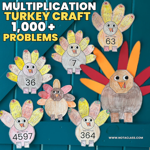 Thanksgiving Multiplication Turkey Activities Bundle | Math Bulletin ...