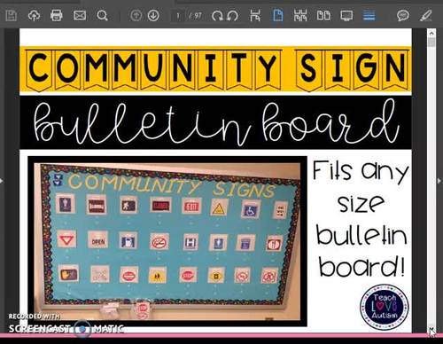Community Signs Interactive Bulletin Board by Teach Love Autism | TpT
