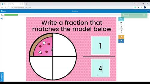 Identify Fractions Valentine's Cookies Boom Cards by Hands on Learning LLC