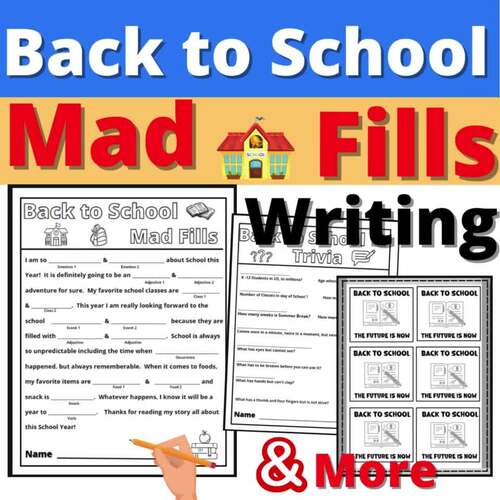 Back to School Mad Fills Writing Prompt and Trivia Activity | TPT