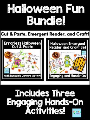 Halloween Bundle Emergent Reader Cut and Paste Worksheets and Halloween ...