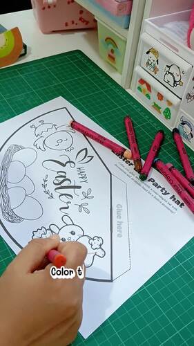 Easter Party Hat Craft for Kids, Easter Activity, DIY Craft, Coloring ...