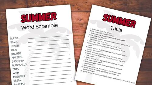 Summer Printable Games, Word Games, Trivia Game, Word Search, Summer ...