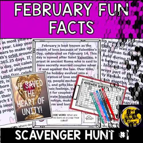 February Fun Facts Reading Comprehension Scavenger Hunt - Winter Trivia ...