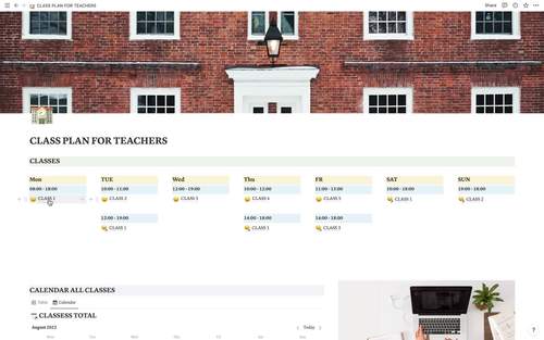 Notion Class Teacher Template | Notion Template Planner | All in one ...