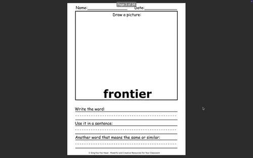 CKLA G1 Domain 11 Vocabulary Draw & Write Sheets | Frontier Explorers