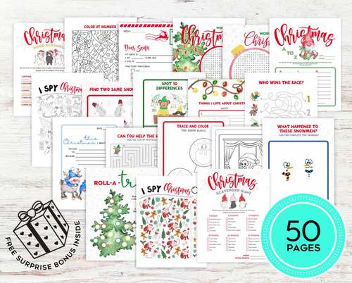 Christmas Activity Worksheets, Word Search, Word Scramble, Crossword ...