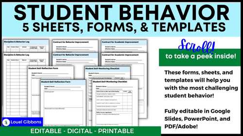 Student Behavior Documentation Form, Student Behavior Log, Editable ...