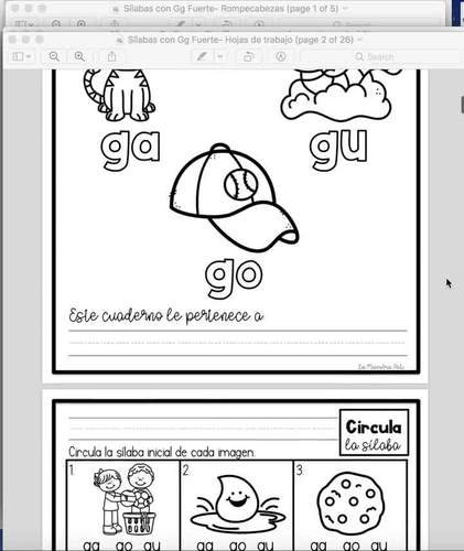 Silabas con G fuerte ga go gu by La Maestra Pati Bilingue | TPT