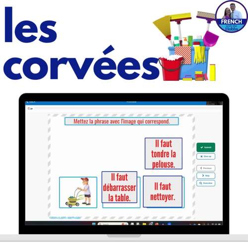 French Chores les corvées les tâches ménagères Boom Cards™ Digital Activity