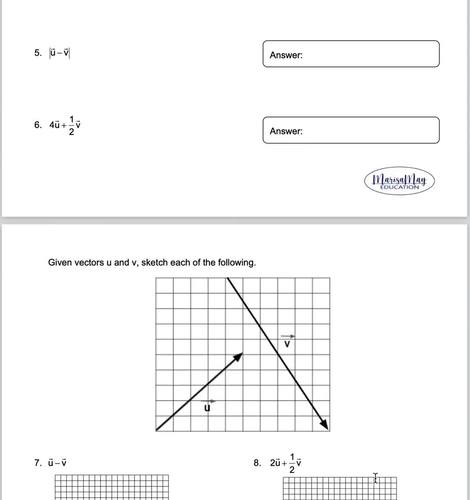 Precalculus Quizzes & Answer Keys - Vectors Unit - Vector Forms & Basics
