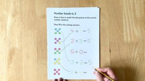 Number Bonds to 5 Dice Worksheets PreK by LEO LESSONS | TPT
