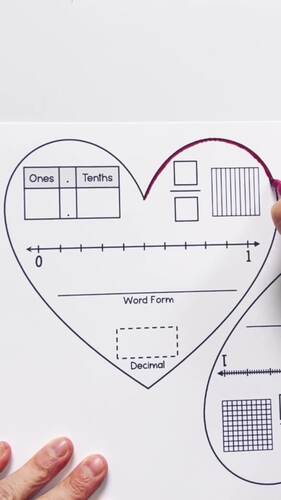 Valentine's Day Math Craft - Fraction and Decimal Hearts Tenths and ...