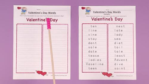 Valentine’s Day Words Worksheet by Have Fun Teaching | TPT