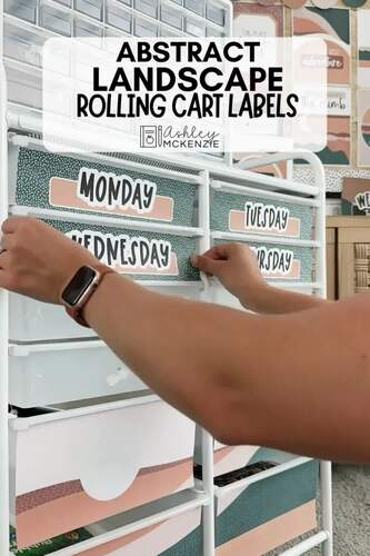 Abstract Landscape Classroom Decor | Rolling Cart Labels - Editable!